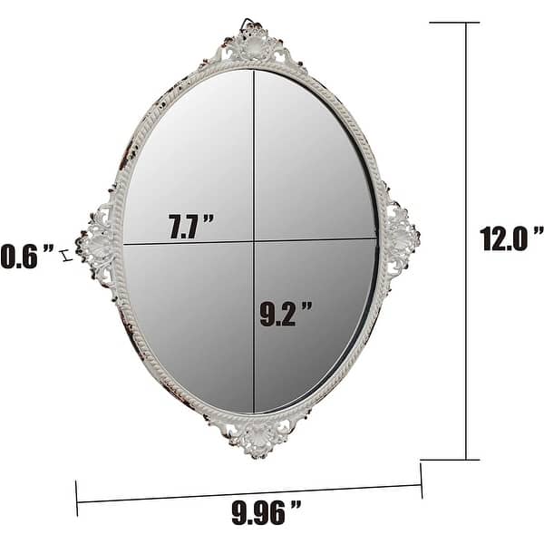 Oval Antique White Metal Wall Mirror - Antique White - Bed Bath ...