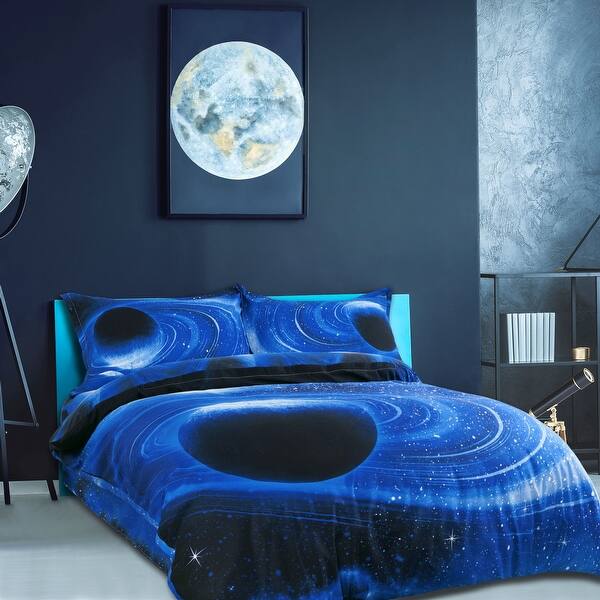 Star Navy Blue Moon Night Duvet Cover Purple Starry pattern 4Pcs - Bed ...