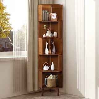 Multi-tier Bamboo Storage Corner Bookcase - Bed Bath & Beyond - 35634971