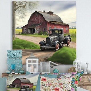 Designart '30S Ford Car In Barn III' Barn Farm Ranch Metal Wall Art ...
