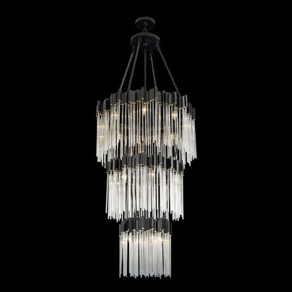 Varaluz Matrix 18-Light 3-Tier Chandelier - Matte Black/French Gold ...