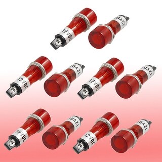 10Pcs DC12V 2 Terminals Recessed Red Pilot Light Signal Indicator Lamp ...