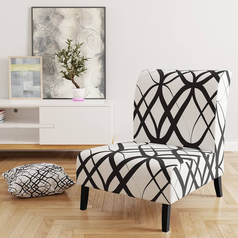 Designart 'Monochrome Geometric Pattern III' Upholstered Mid-Century ...