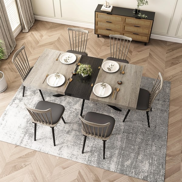 Retro Rectangular Dining Table with Carole Top and Black Embossed ...