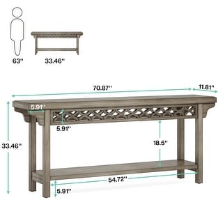 70.8 Inch Farmhouse Solid Wood Long Console Table Sofa Table - Bed Bath ...