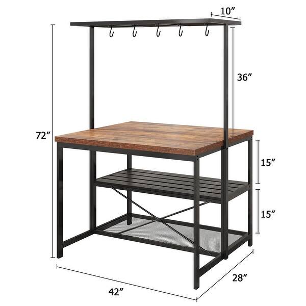 42" Kitchen Island Table Microwave Stand Oven Shelf with Storage - 42"D ...