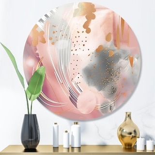 Designart "Pink Rosegold Stripes Complexity II" Modern Shapes ...