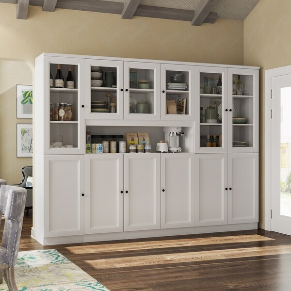 White accent cabinet with glass doors store