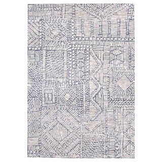 Karmen Blue and Ivory Geometric Patterned Rug - Bed Bath & Beyond ...