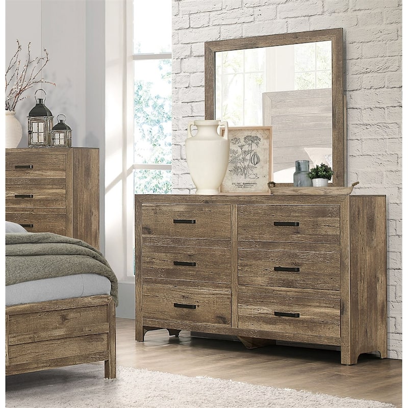 Rustic Style Dresser Weathered Pine Finish Wooden Bedroom Furniture ...