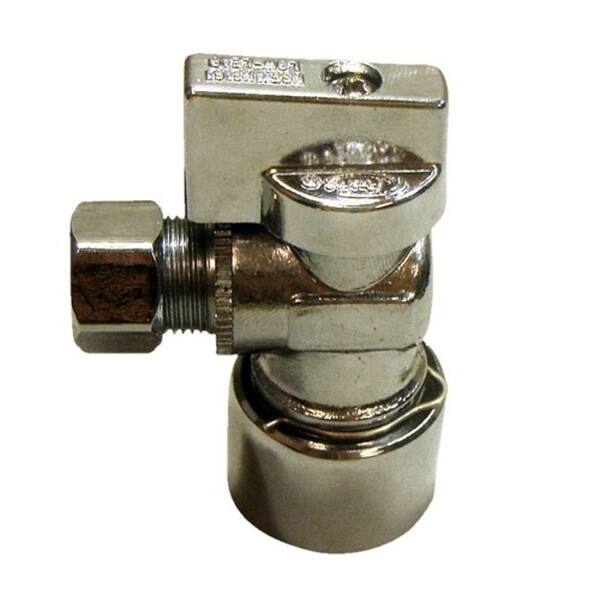 PROFLO 5/8" Push x 3/8" OD Angle Stop Quarter 1/4" Turn - Bed Bath ...
