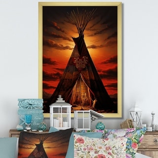 Designart "Orange Native Tipi Embracing Tradition III" Native American ...