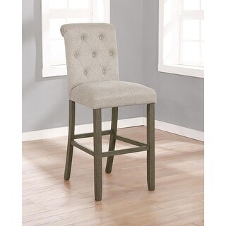 Beige and Rustic Brown Tufted Back Bar Stool (Set of 2) - Bed Bath ...