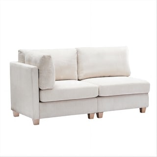 Modern Beige Convertible L Shape Sofa Corduroy Fabric Comfortable Multi ...