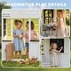 Qaba Two-Story Wooden Kids Playhouse with Slide, Picnic Table & Bench ...