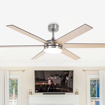 Coastal 60-in White Reversible 6-Blade Large Indoor Ceiling Fan with ...