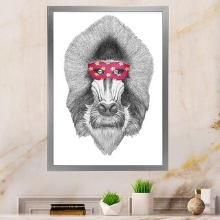 Designart "Cartoon Portrait Of A Baboon With A Red Mask" Children's Art ...