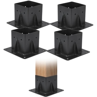 4Pcs Steel Post Base 4"x 4" Deck Post Brackets for Outdoor Fence ...