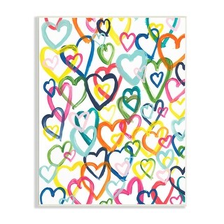 Stupell Vivid Bold Hearts Pattern Abstract Design Wood Wall Art - Multi ...
