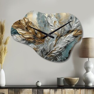 Silver And Gold Expressions Of Freedom I - Boho Feather Wall Clocks in ...