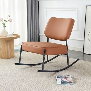 Brown 25" Armless Rocking Chair with Metal Legs - Bed Bath & Beyond ...