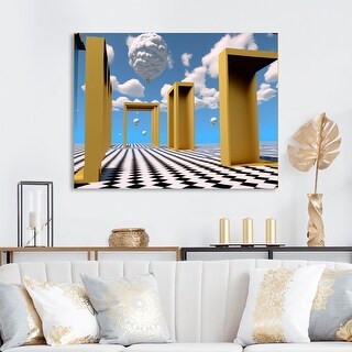 Designart "Surrealist Landscape Of Golden Doors To Infinity" City ...