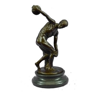 Handmade Myron Bronze Sculpture Man Throwing Disk Statue The Discus ...