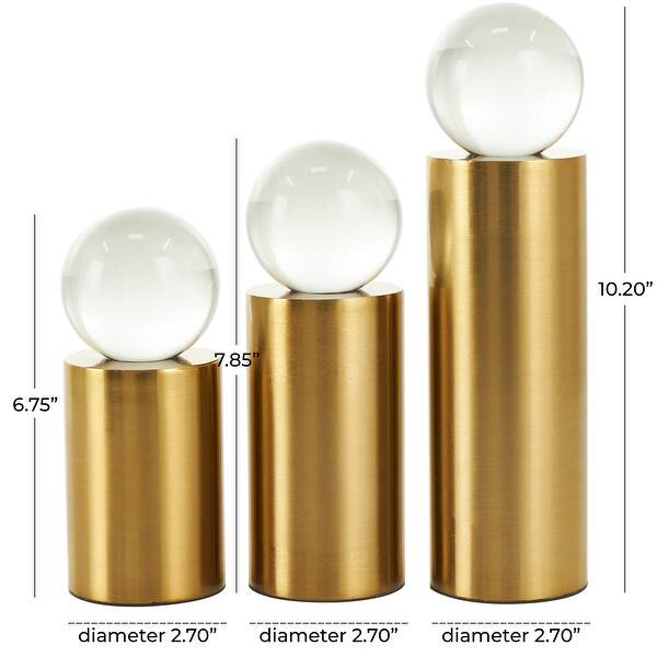 Gold Metal Cylinder Post Geometric Decorative Sculpture with Clear ...