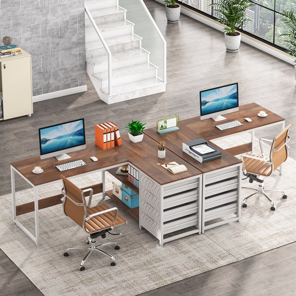 Reversible L-Shaped Office Desk Computer Desk Sturdy Writing Table ...