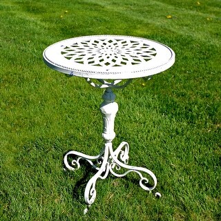 Small Round Iron Garden Table "Paris 1968" in Antique White - 22x22x27 ...