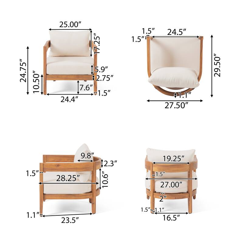 Brooklyn Outdoor Acacia Wood Club Chair with Cushions (Set of 2) by ...