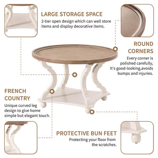 COZAYH Rustic Farmhouse Cottagecore Coffee Table - Bed Bath & Beyond ...