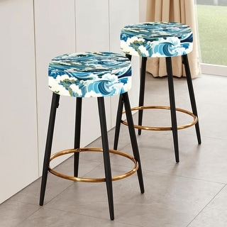 Designart - Water Elements - Upholstered Japan wave Bar Stools Set of 2 ...