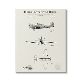 Stupell Historic Aircraft Patent Diagram Canvas Wall Art, Design by ...