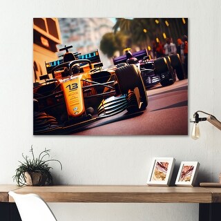 Designart 'Racing car in Monaco GP XII' Modern Canvas Wall Art - Bed ...