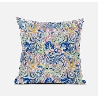 20" Blue Pink Tropical Suede Throw Pillow - Bed Bath & Beyond - 39556631