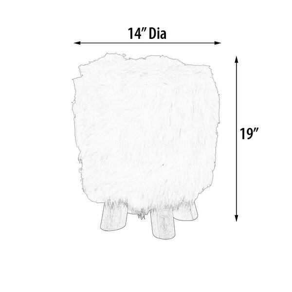 Woolly Faux Pouf Ottoman Stool With Natural Log Feet - 14 x 14 x 19 ...