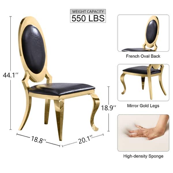 Mid Century Modern Black PU Leather Upholstered Dining Room Chairs with ...