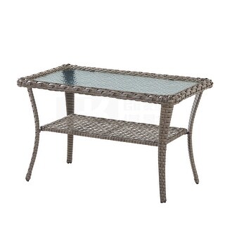 Double Rectangular Wicker Patio Table with Storage - Bed Bath & Beyond ...