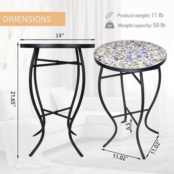 Mosaic Outdoor Side Table - Small Patio Table Coffee Table Outside ...