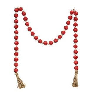 Decorative Red and White Wooden Bead Garland for Holiday - 46" long ...