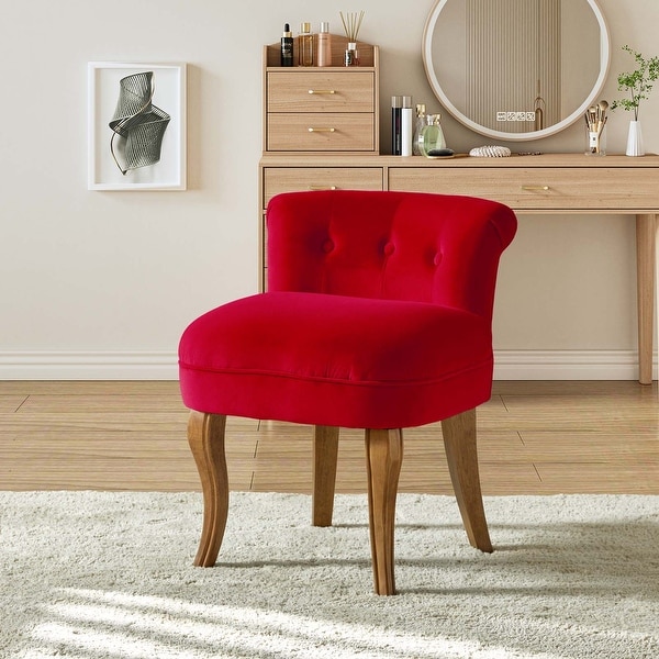 Xacobo Modern Velvet Tufted Vanity Stool with Wood Legs by HULALA HOME On Sale Bed Bath Beyond 34795945