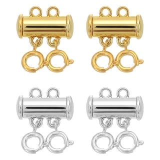 Layering Necklace Clasps 2 Strands Slide Tube Lock Clasp Connector for ...