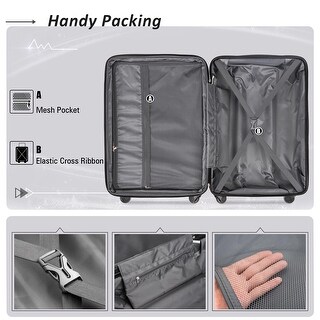 Dark Gray 2 Piece Expanable ABS Lightweight Suitcase Camp Trunks 20"/28 ...
