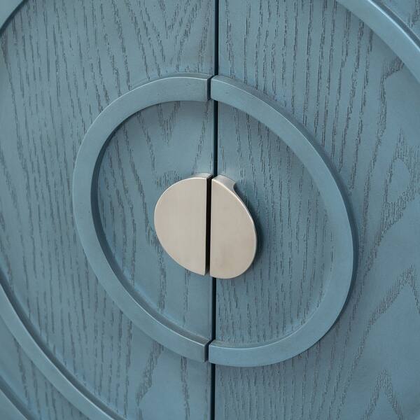 Rectangular 4 Door Entryway Table Wooden Cabinets w/Round Metal Handle ...