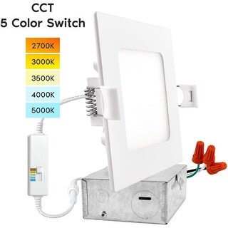 Luxrite 4" Square LED Recessed Light with J-Box, Color Temperature ...