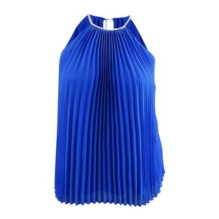 MICHAEL Michael Kors Women's Solid Pleated Chain Halter Top (M, Royal ...