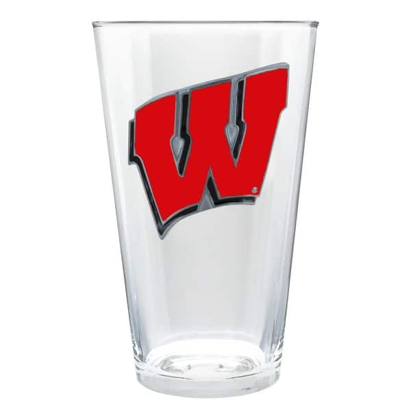 Wisconsin Badgers 16oz Pint Glass w/ Metal Emblem - Bed Bath & Beyond ...