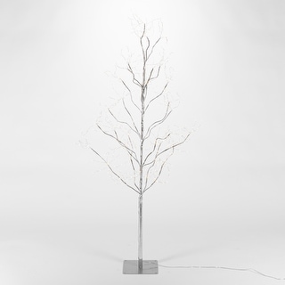 5 Foot Tall Silver Glowing Lighted Tree, Micro LEDs - Bed Bath & Beyond ...