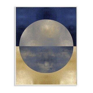 Stupell Blue Gold Abstract Distressed Circle Shapes Wood Wall Art - Bed ...
